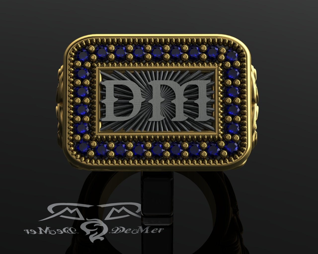 3 Oz Very Heavy Solid Gold Mens Signet Ring With Diamond Cut | Etsy