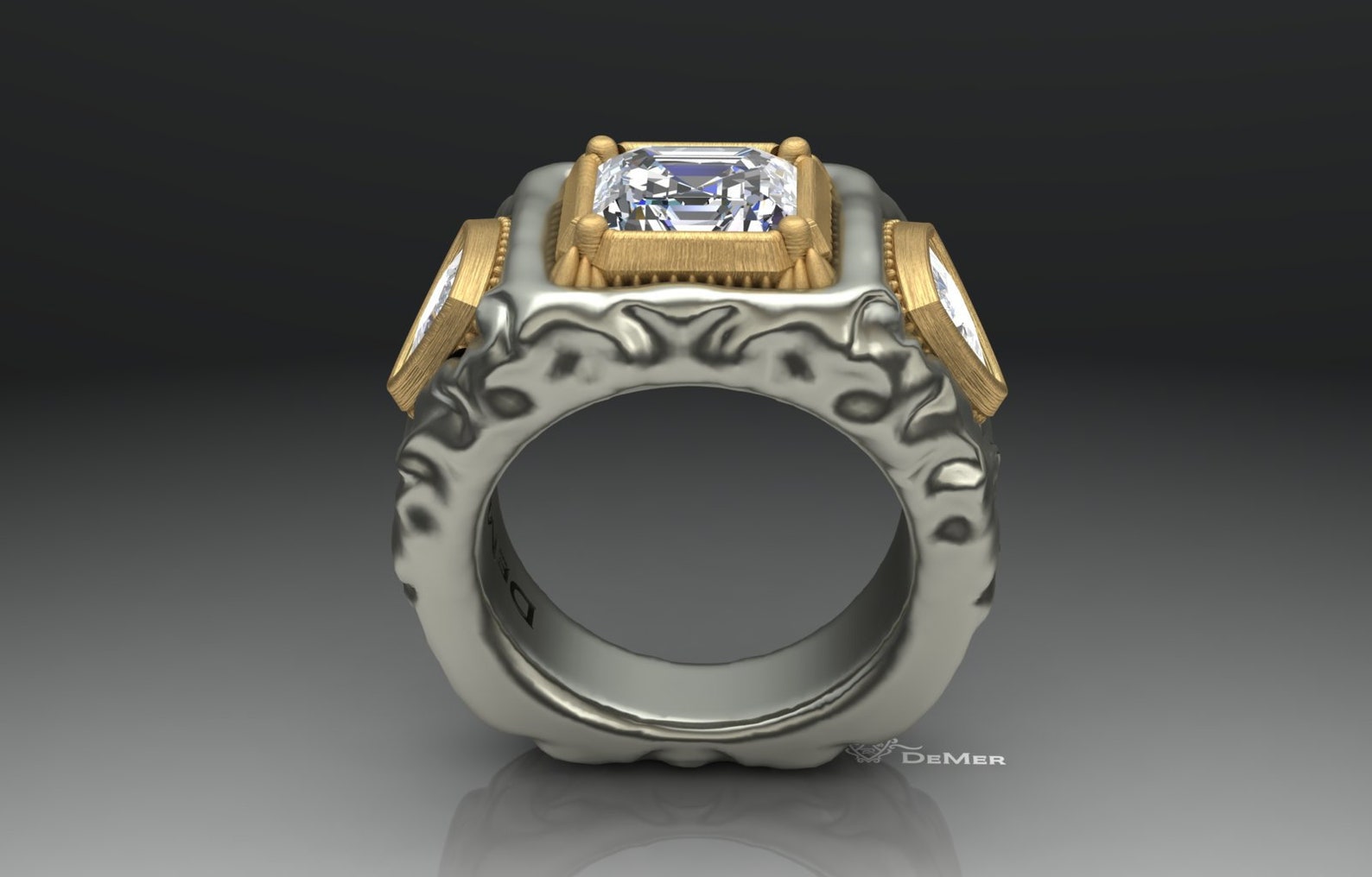 Men's Power Ring in Moissanite Platinum Silver 14k Gold. | Etsy