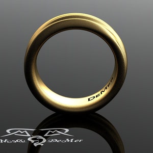 Raku Style Slumped Pottery Texture Heavy 14kt Yellow Gold Wedding Band ...