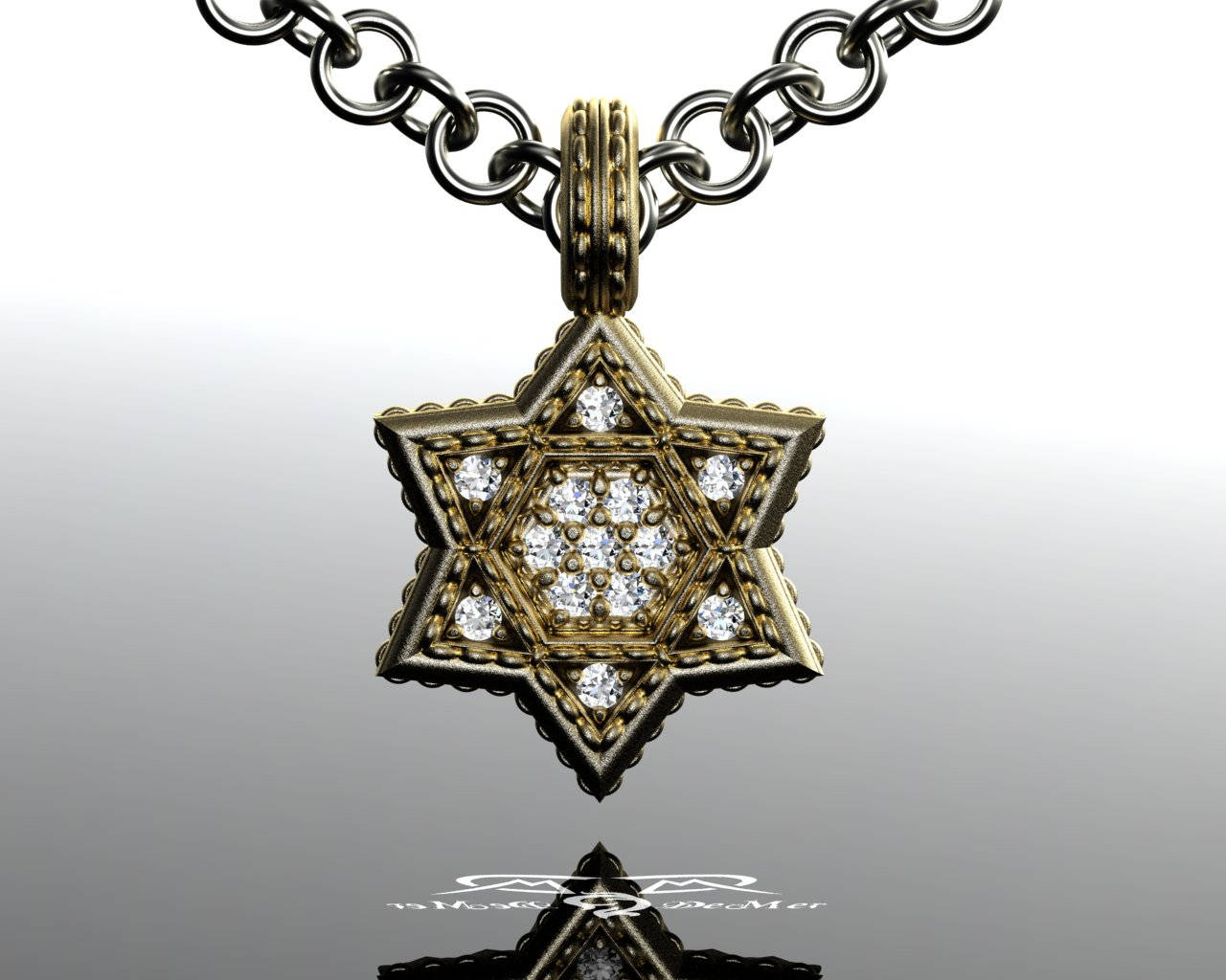 Diamond Star of David in Heavy Solid Gold. 0.78cttw White Cognac ...