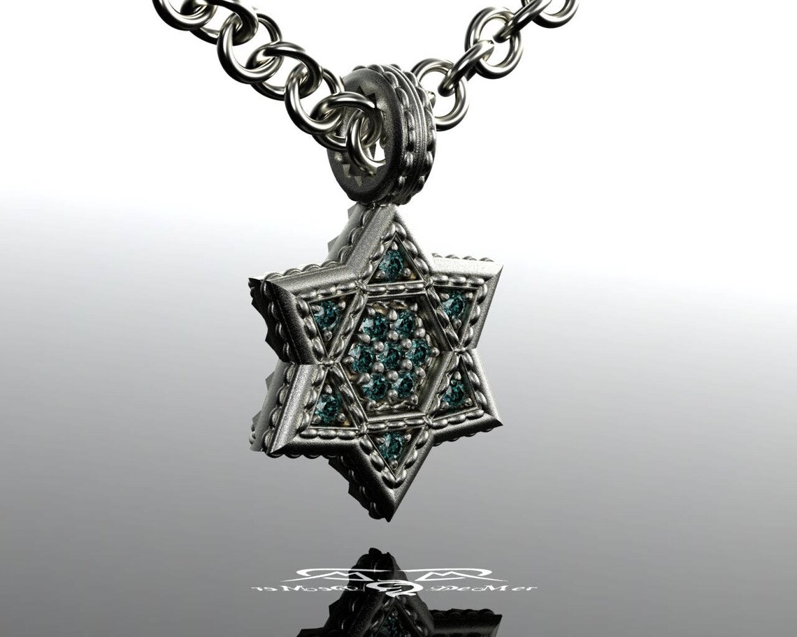 Diamond Star of David in Heavy Solid Gold. 0.78cttw White Cognac ...