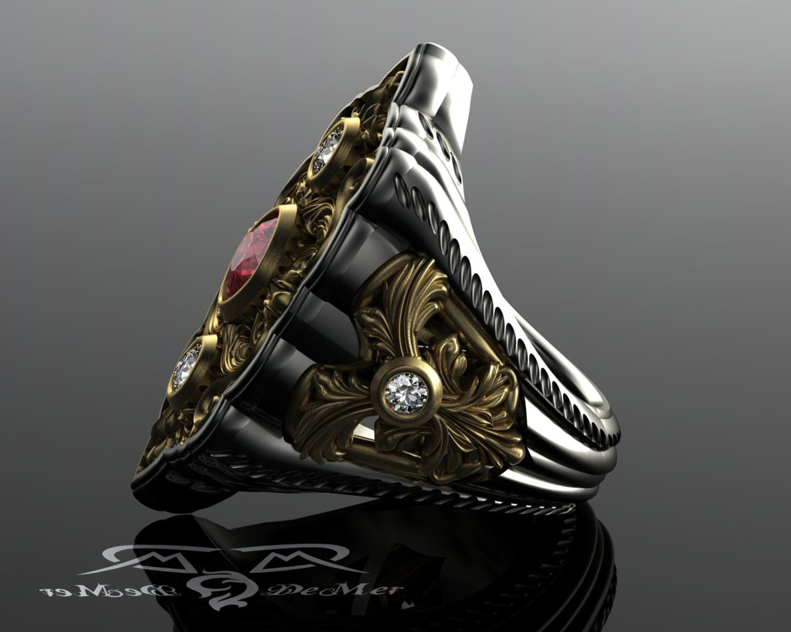 Enormous Ladies Power Ring. the Opia Femme by Demer Jewelry. 14kt ...
