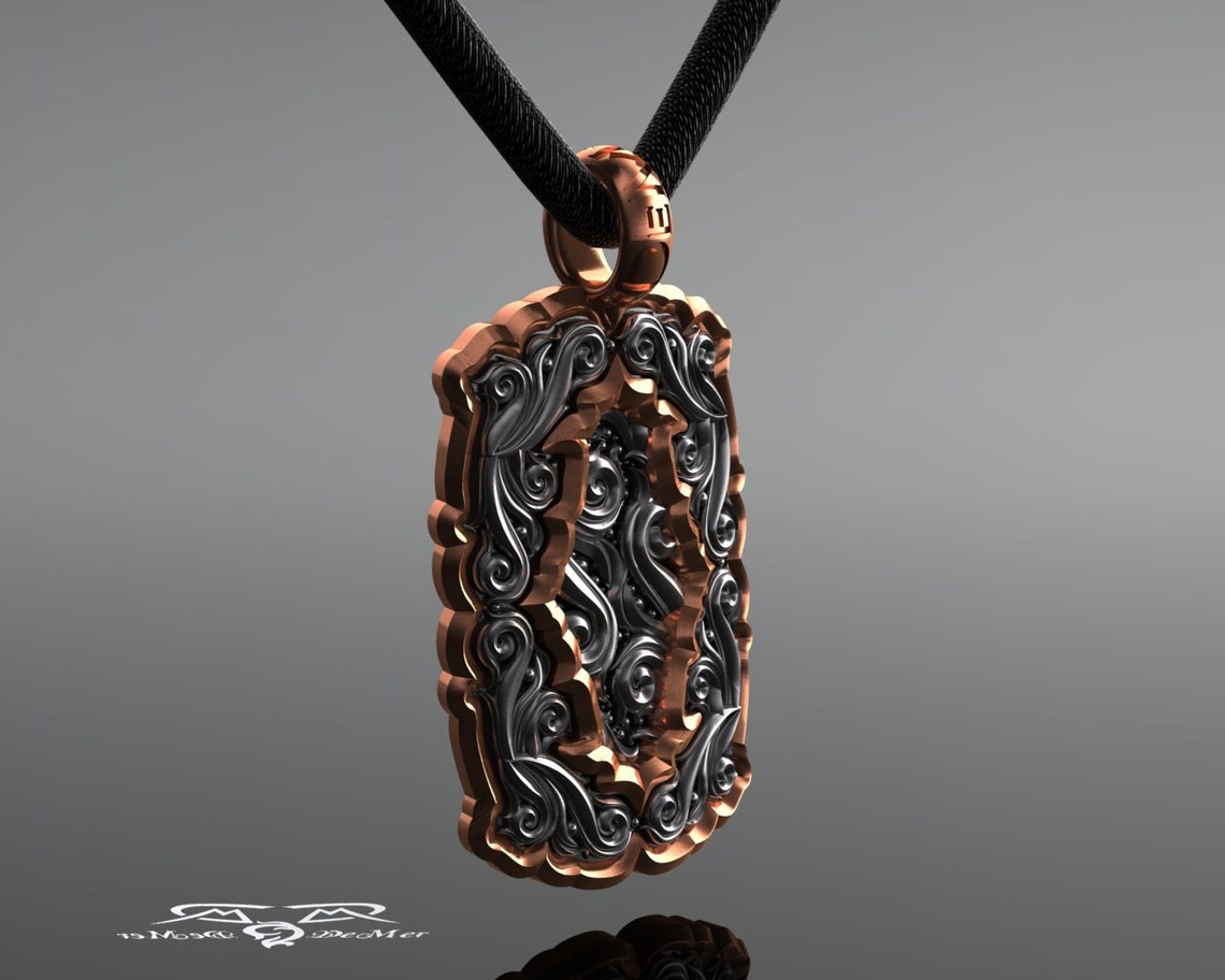 Gothic Mens Pendant Necklace. Cartographer Mens Jewelry Black & Rose ...