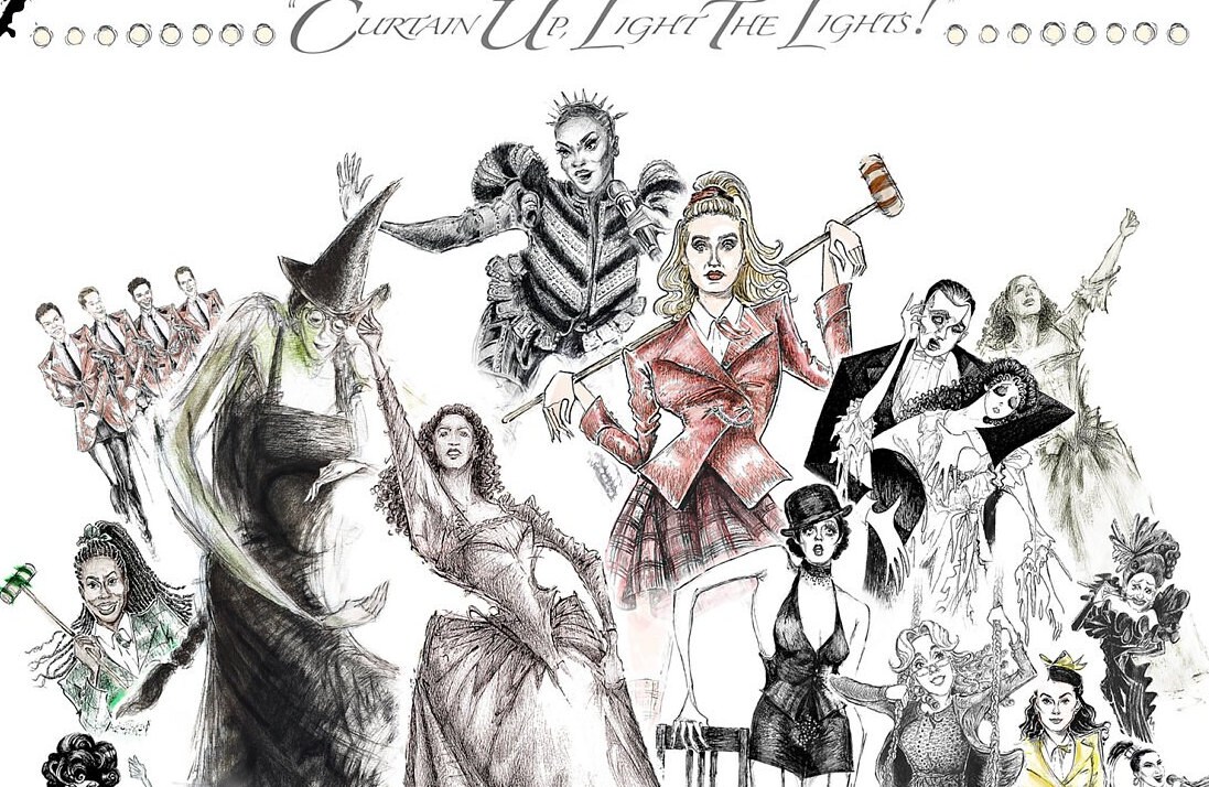 17 Musicals Artwork - Art Print - 'curtain Up, Light the Lights ...