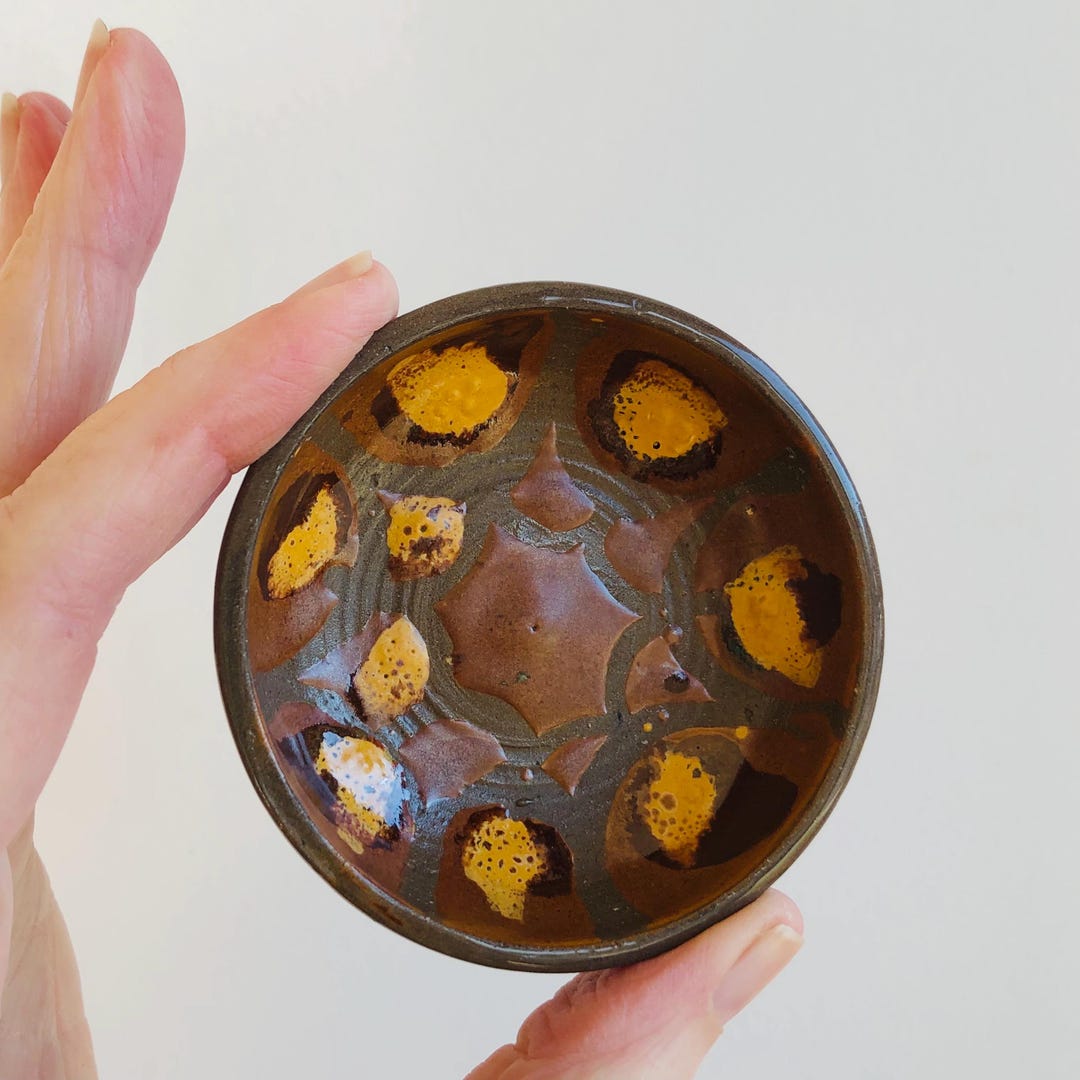 Vintage Tiny SIGNED June Dyson Pottery Bowl Drip Glaze Mid Century MCM ...