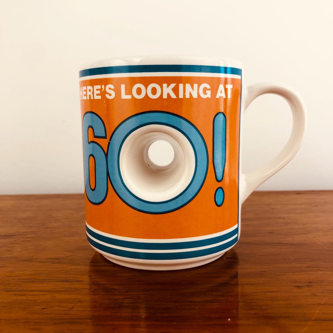 Vintage Papel Here’s Looking at 60! Mug 1980s Coffee Cup See Thru ...