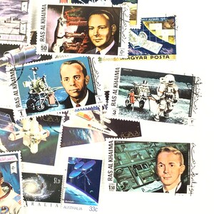 20+ Space Themed Postage Stamps Astronauts Cosmos for Scrapbooking ...