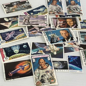 20+ Space Themed Postage Stamps Astronauts Cosmos for Scrapbooking ...
