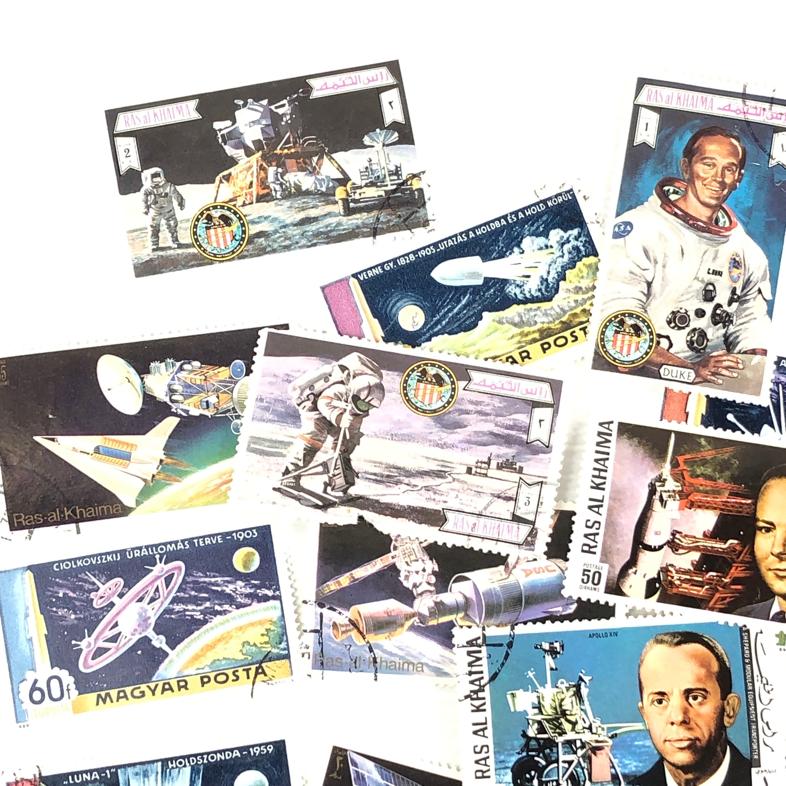 20+ Space Themed Postage Stamps Astronauts Cosmos for Scrapbooking ...