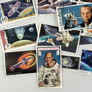 20+ Space Themed Postage Stamps Astronauts Cosmos for Scrapbooking ...