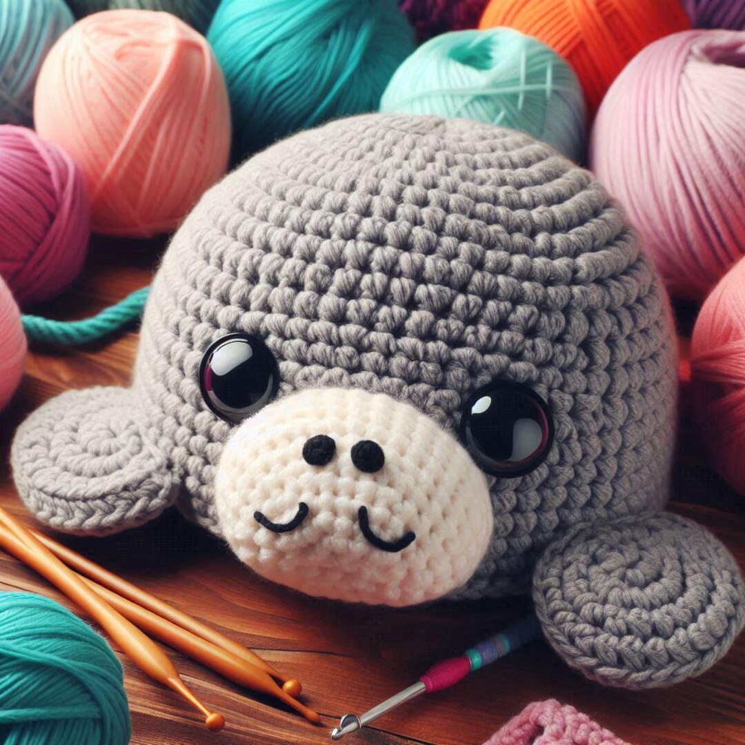 Crocheted Cute Manatee Knit Hat. Easy Crocheted Manatee Hat. Fun Easy ...