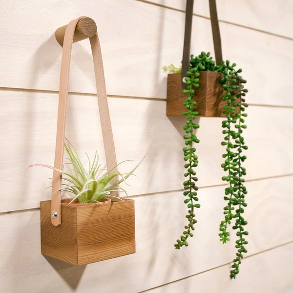 Wood Hanging Planter - Etsy