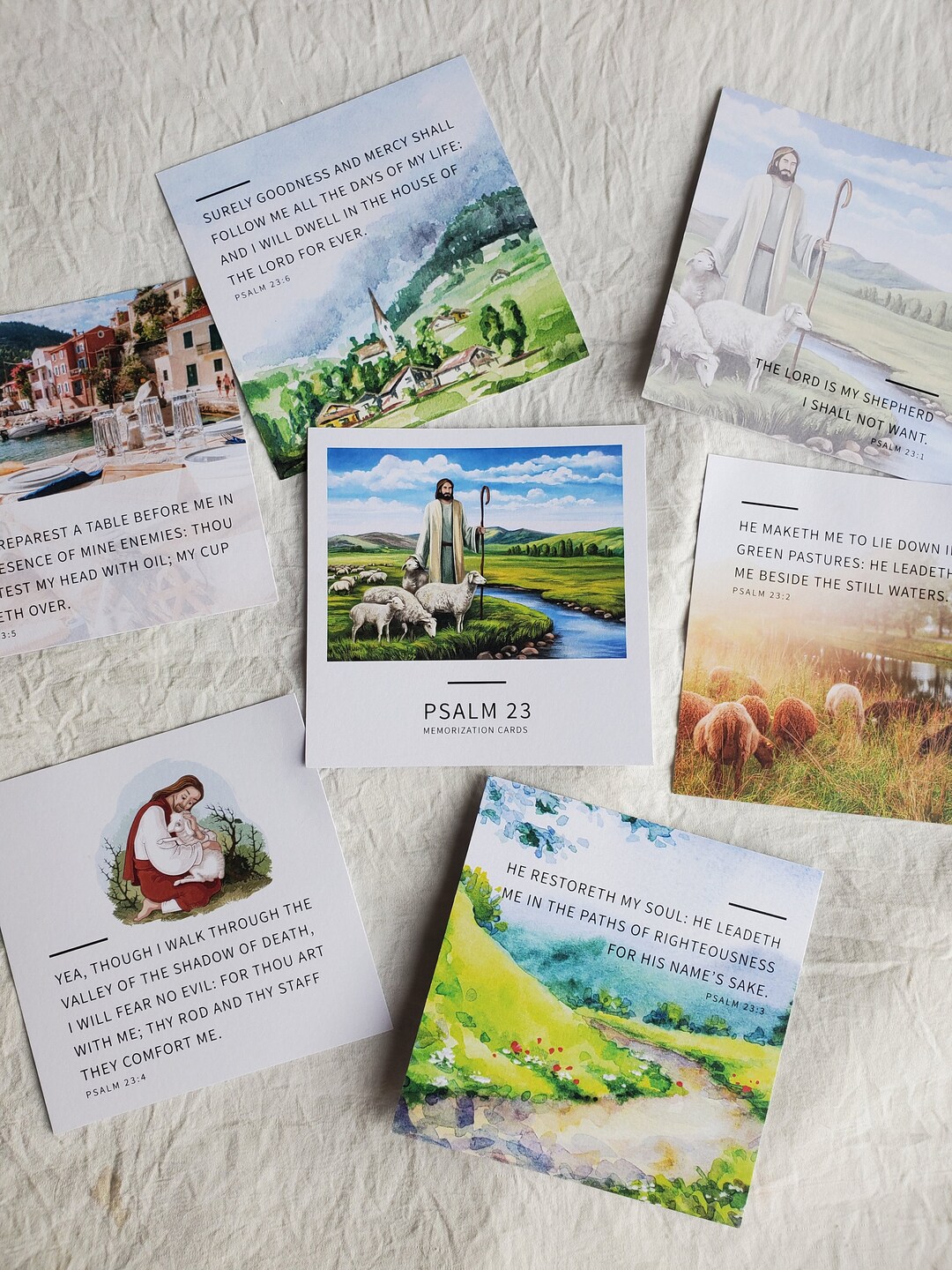 Psalm 23 Bible Memory Verse Cards,children's Scripture, KJV ...