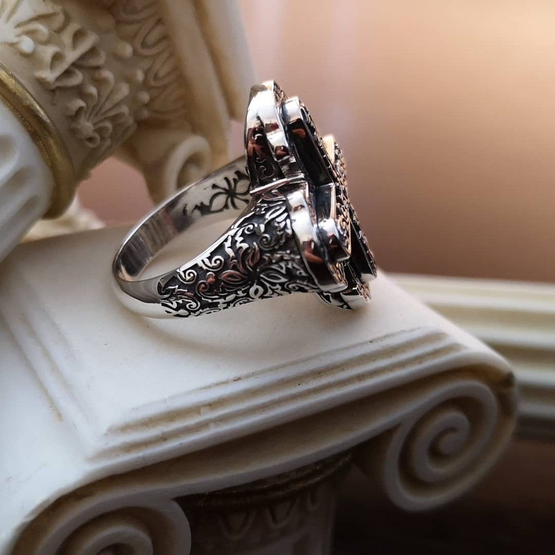 Cross Ring Byzantine Design Embossed Cross Ring Statement - Etsy