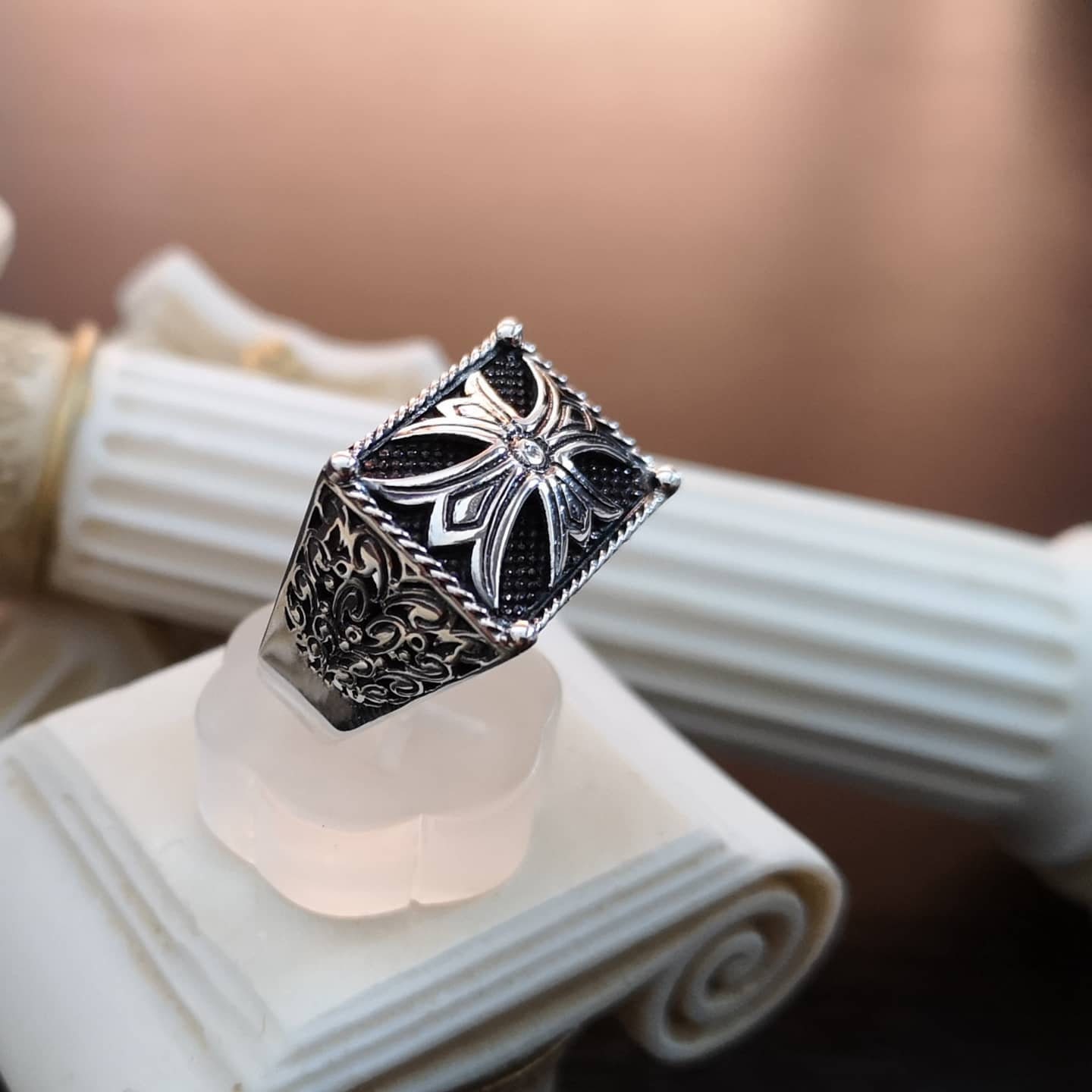 Embossed Ring Embossed Cross Byzantine Design Cross Ring | Etsy