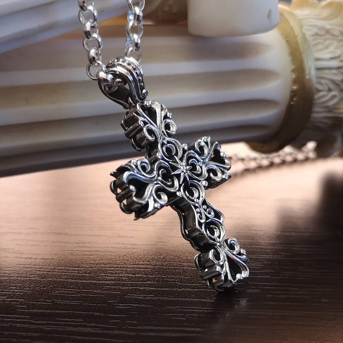 Handcrafted sterling silver cross pendant Byzantine design | Etsy