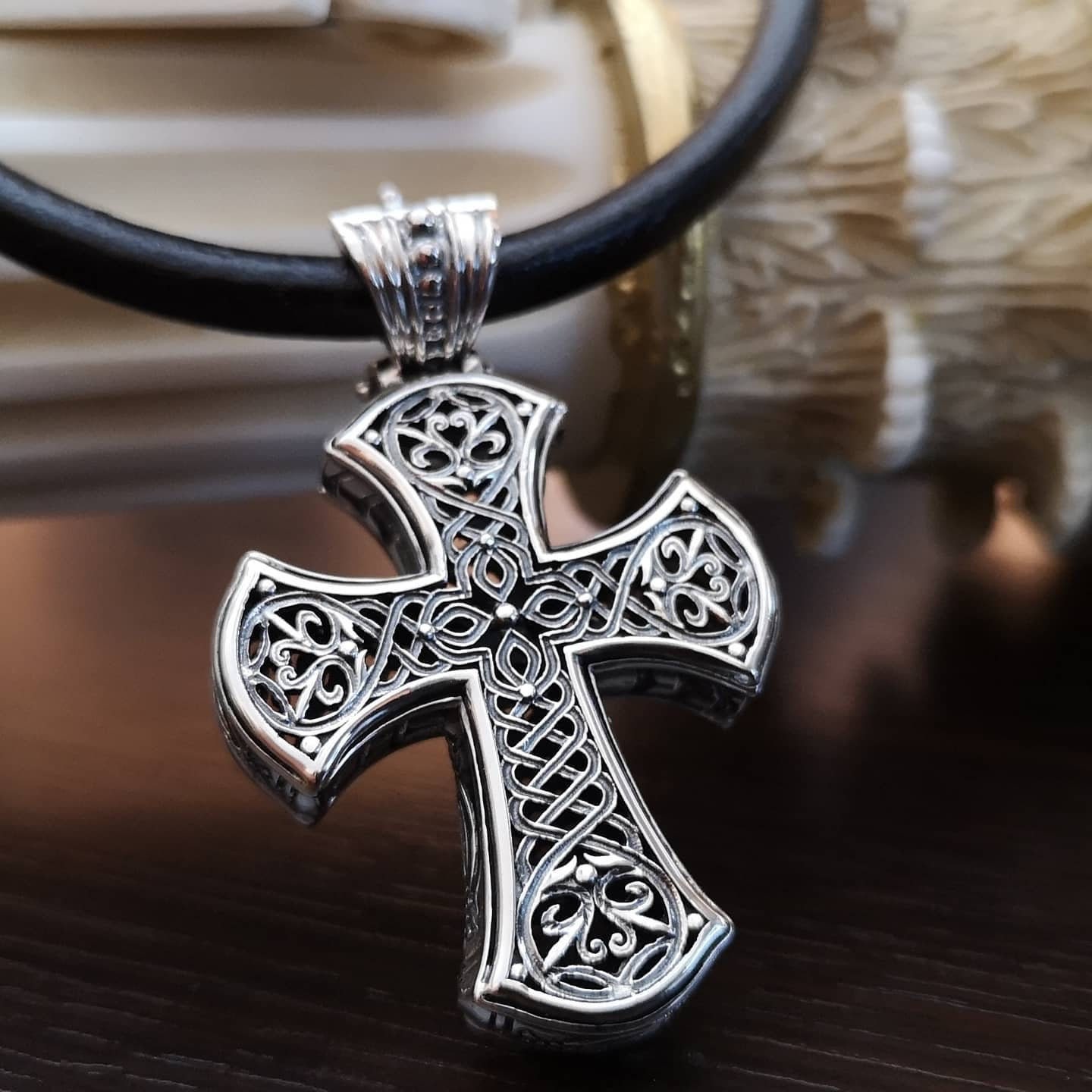 Handcrafted sterling silver cross pendant Byzantine design | Etsy