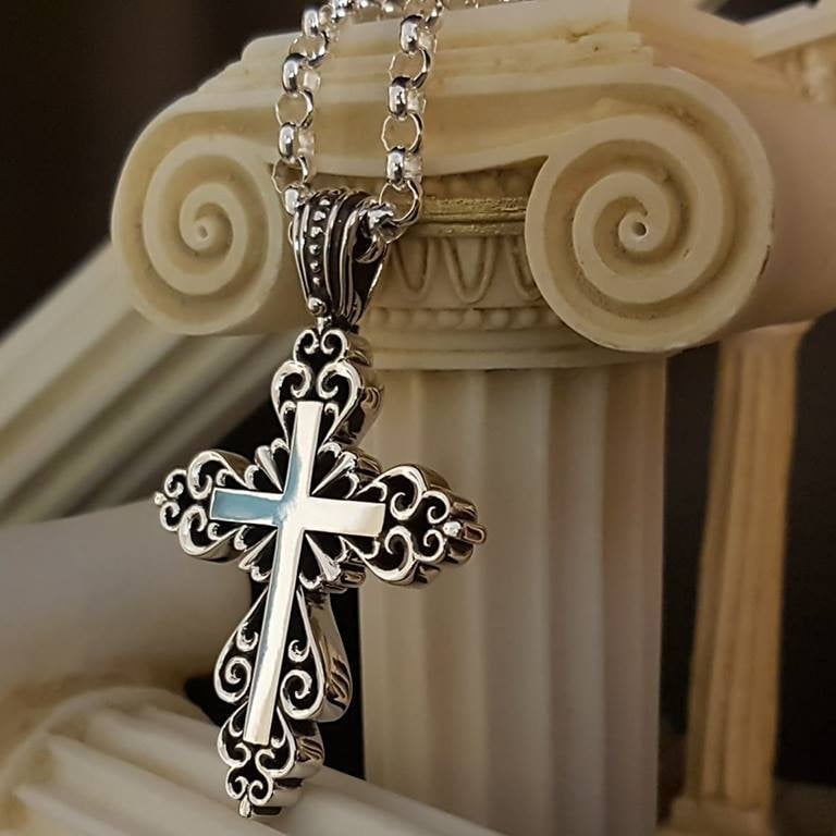 Sterling Silver Byzantine Pendant - Handcrafted Orthodox Design, 925 ...