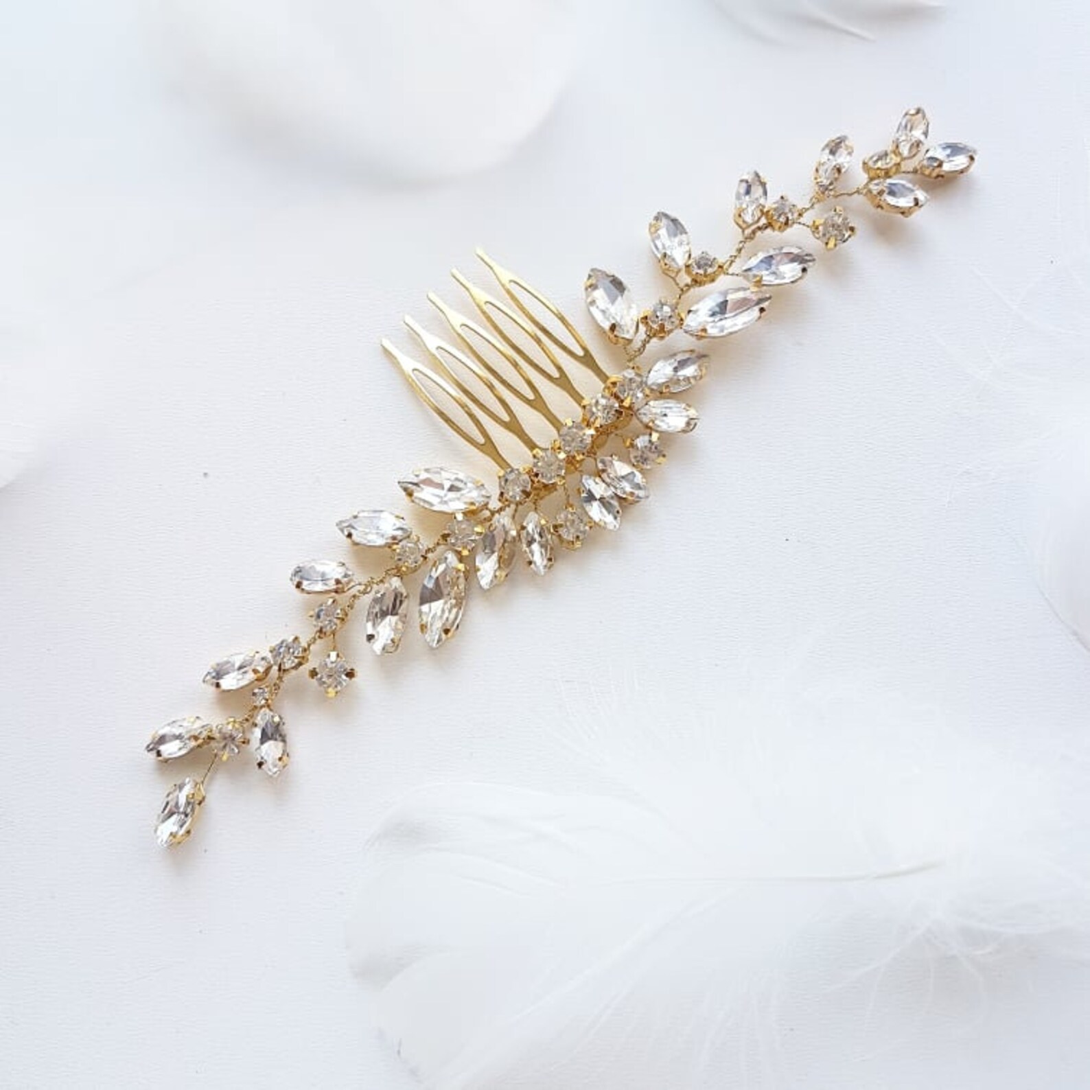 Gold Wedding Hair Comb for Brides Gold Rhinestone Crystal - Etsy