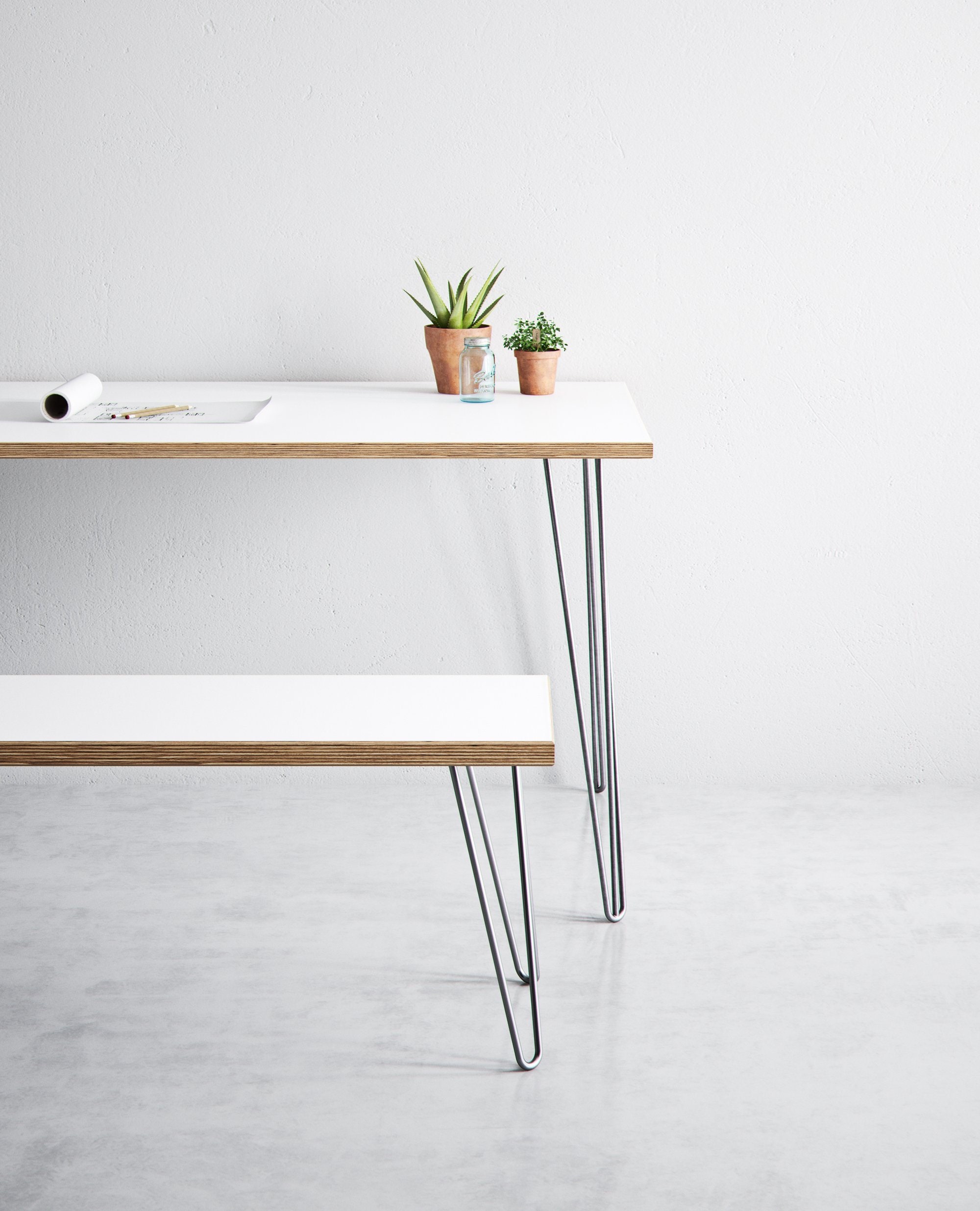 Scandinavian Look White Formica Coated Birch Bench Completed - Etsy UK