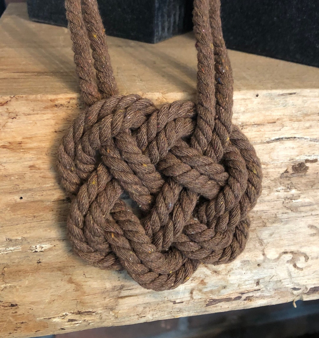 Soft Brown Rope Knot Necklace With Antiqued Brass Magnetic - Etsy