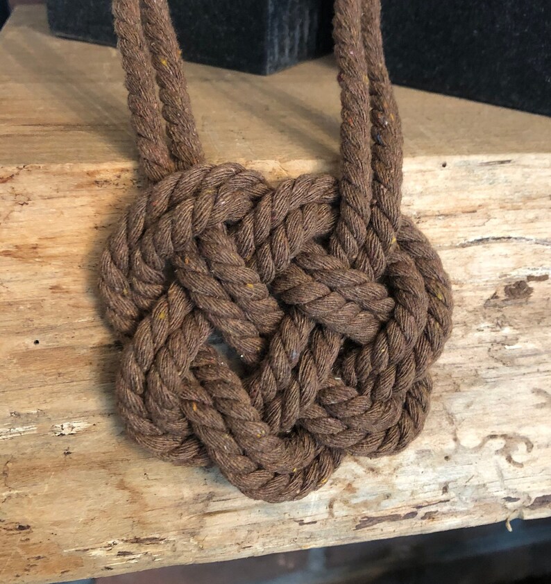Soft Brown Rope Knot Necklace With Antiqued Brass Magnetic - Etsy