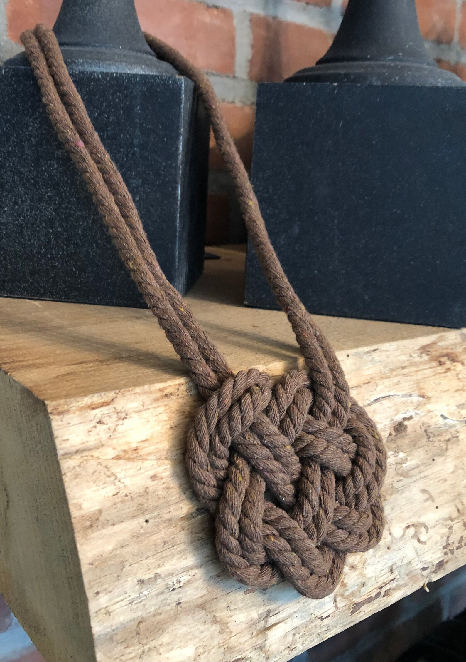 Soft Brown Rope Knot Necklace With Antiqued Brass Magnetic - Etsy