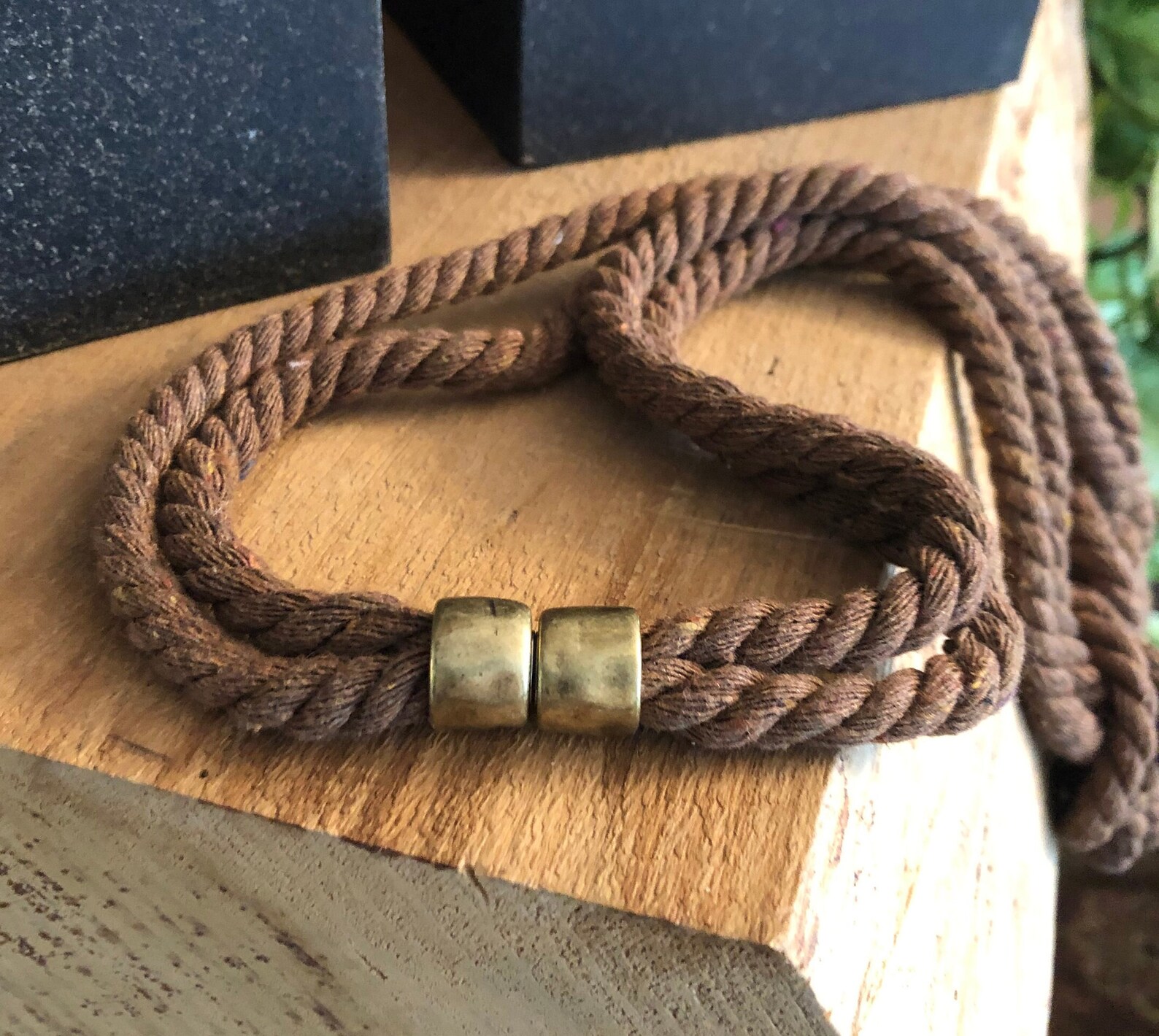Soft Brown Rope Knot Necklace With Antiqued Brass Magnetic - Etsy