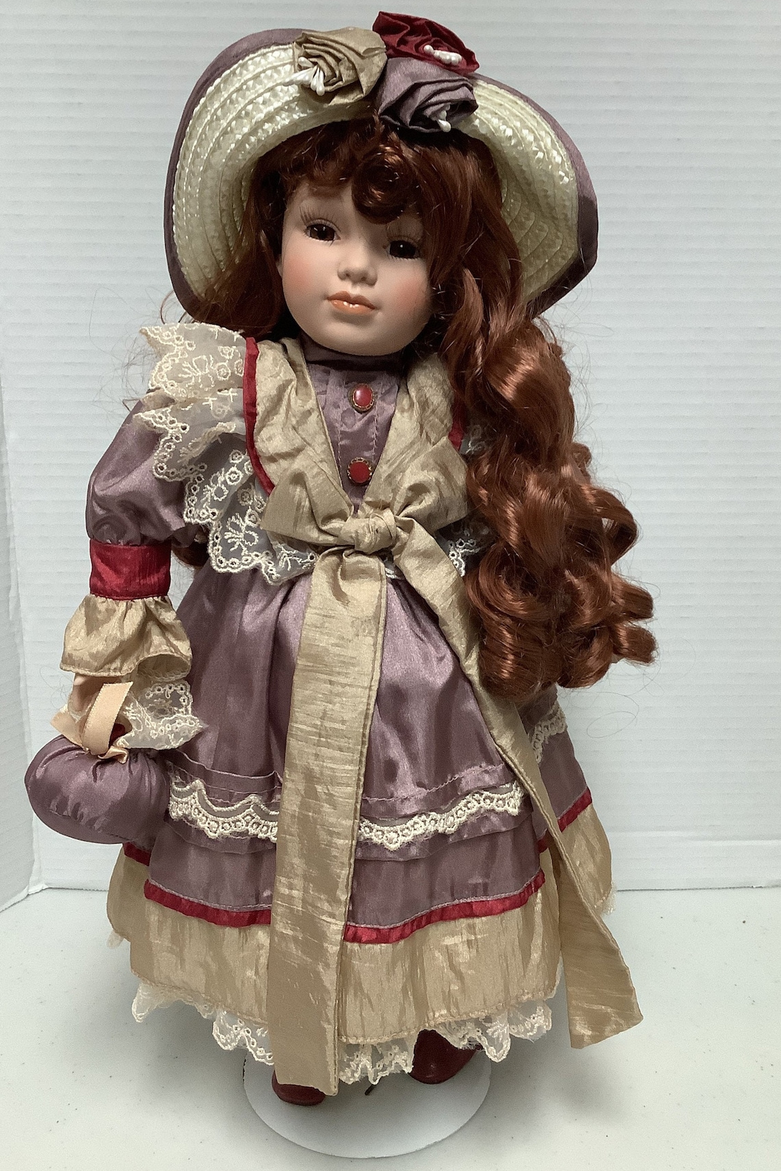 16 Porcelain Doll Long Red Curly Hair Brown Eyes - Etsy