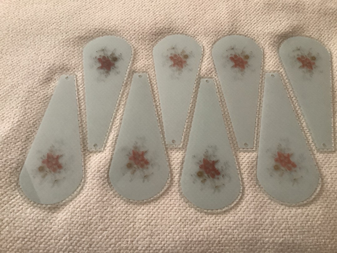 Vintage Touch Lamp Shade Glass Replacement Panels only Set of 8 Floral ...