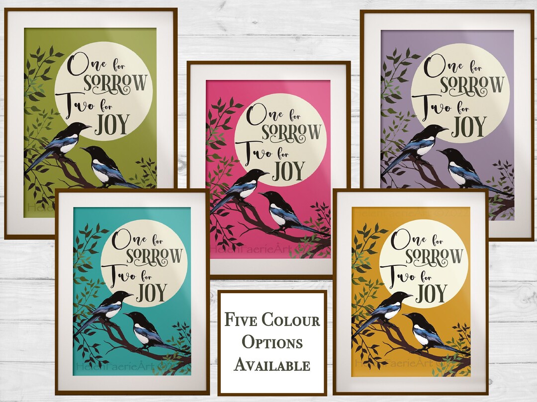 Magpie Bird Illustration Art Print Two for Joy One for Sorrow ...