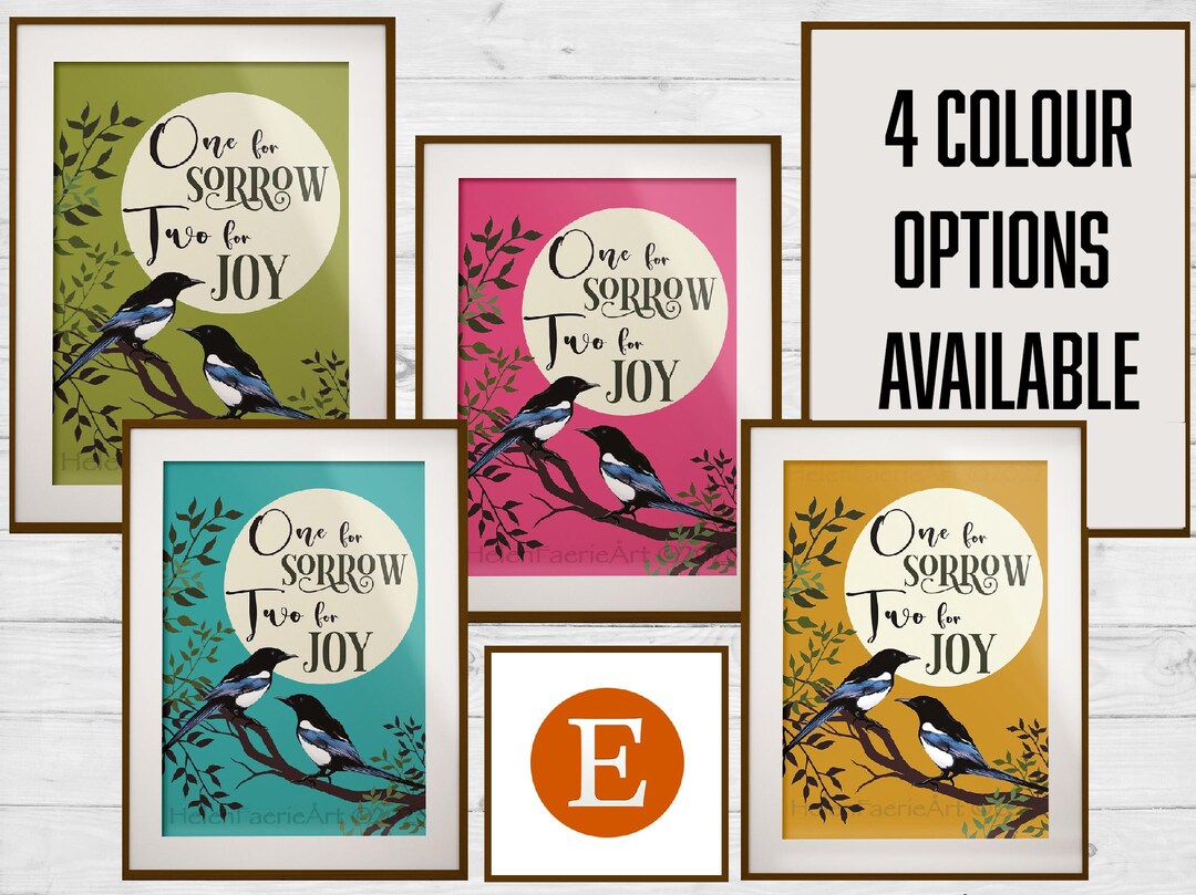 Magpie Bird Illustration Art Print - Two for Joy - One for Sorrow ...