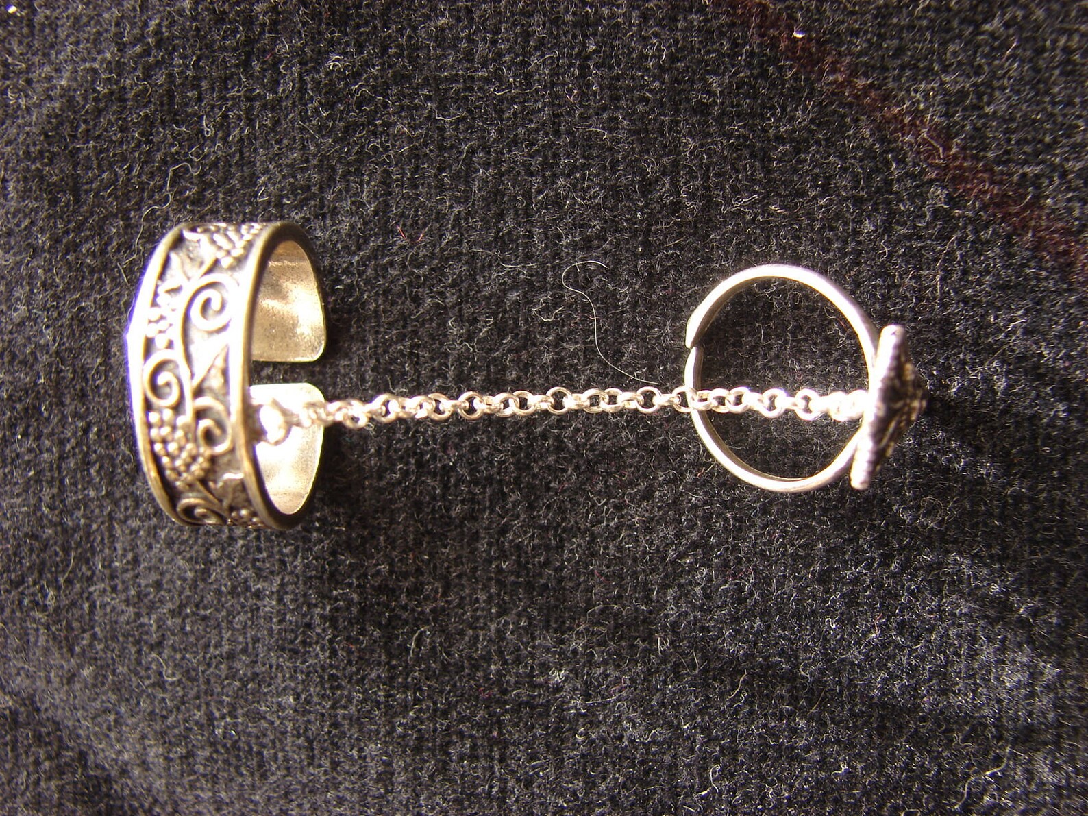 Silver Double Ring Chain Linked 925 Sterling Silver Antique - Etsy