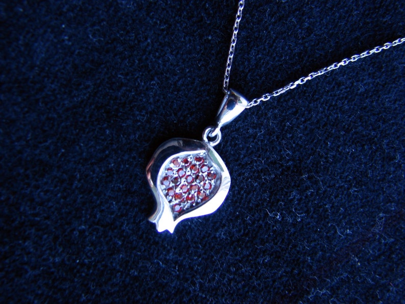 Pendant Pomegranate Sterling Silver 925 With Red Zircon Silver | Etsy