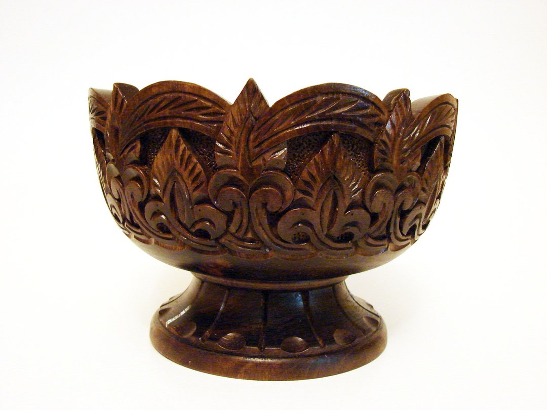 Hand Carved Natural Wooden Bowl Fruit or Candy Vase Rustic - Etsy