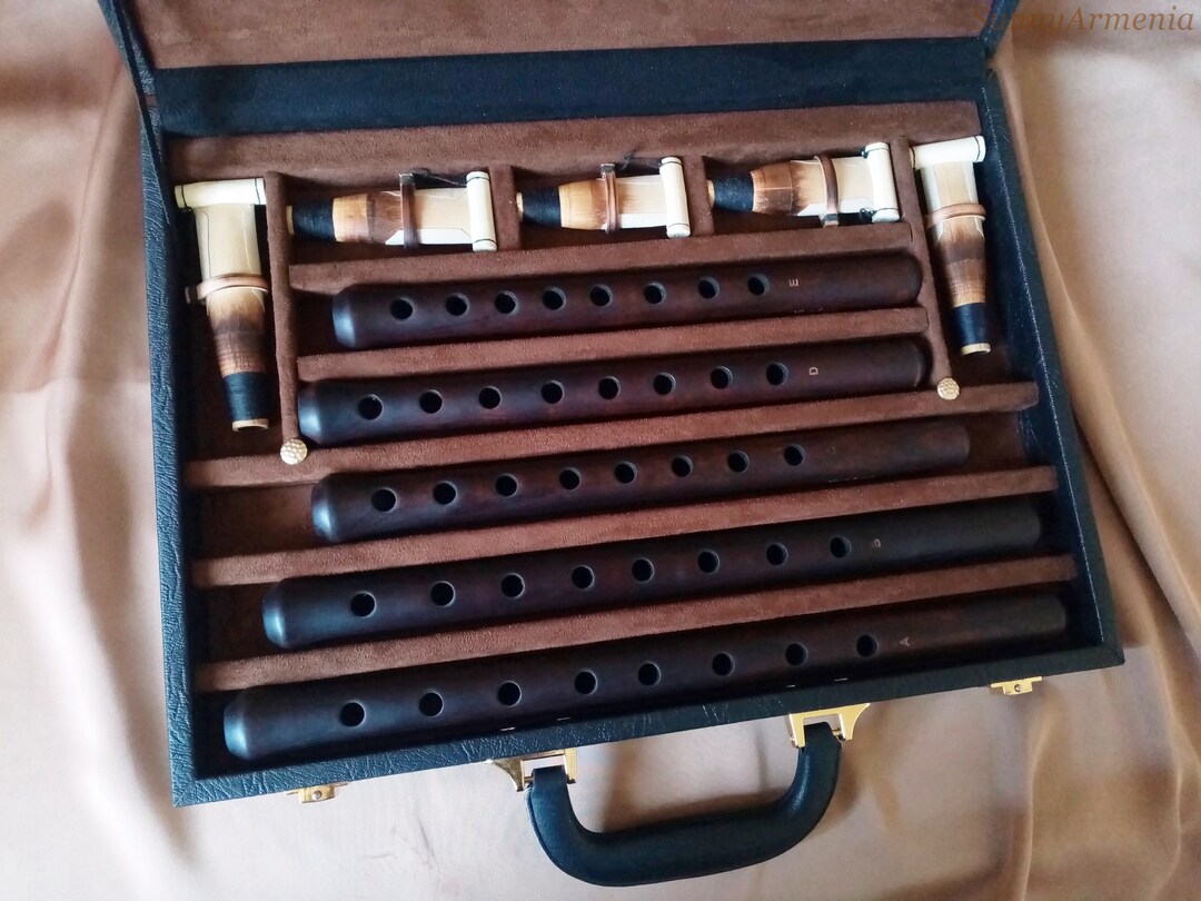 Set of 5 Armenian Professional Duduk in Wooden Hard Case, Duduk ...