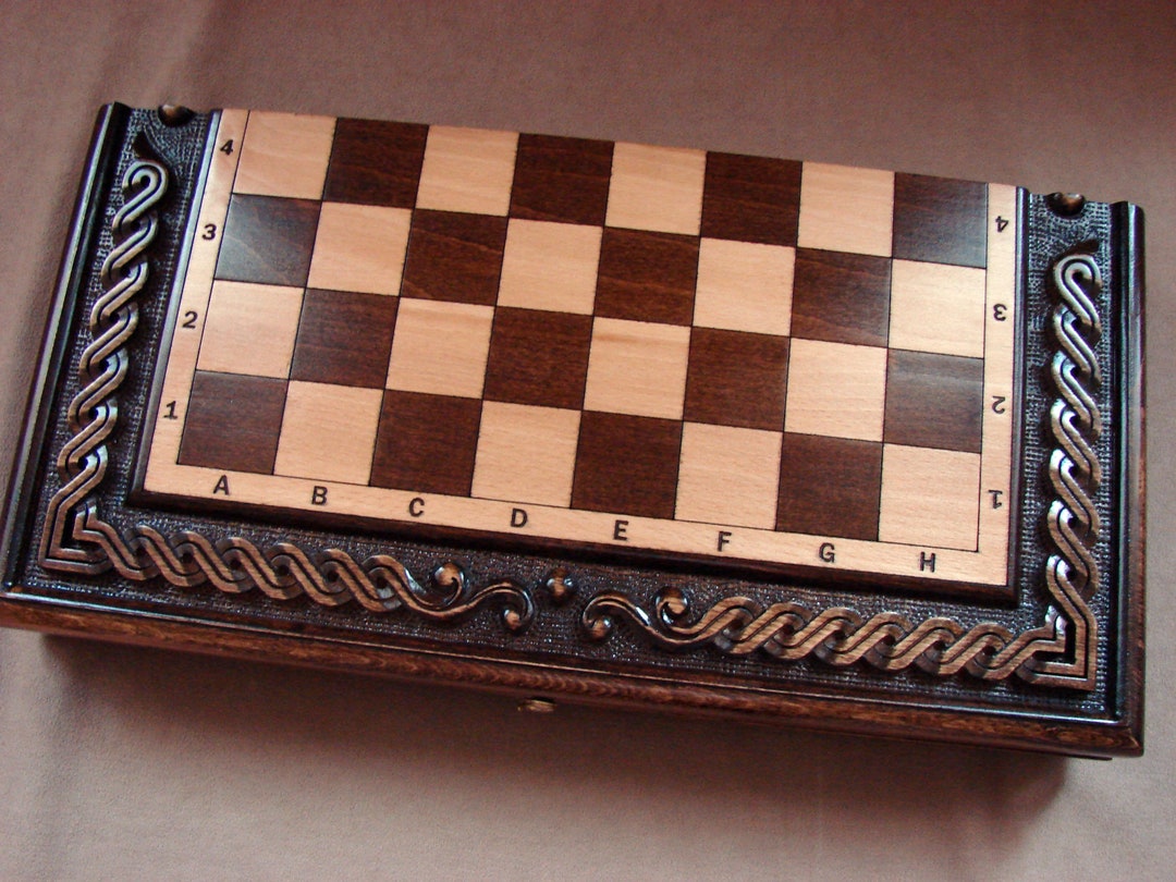 Wooden Chess Set Board, Handmade Wooden Chess Board, 3 in 1 Board ...