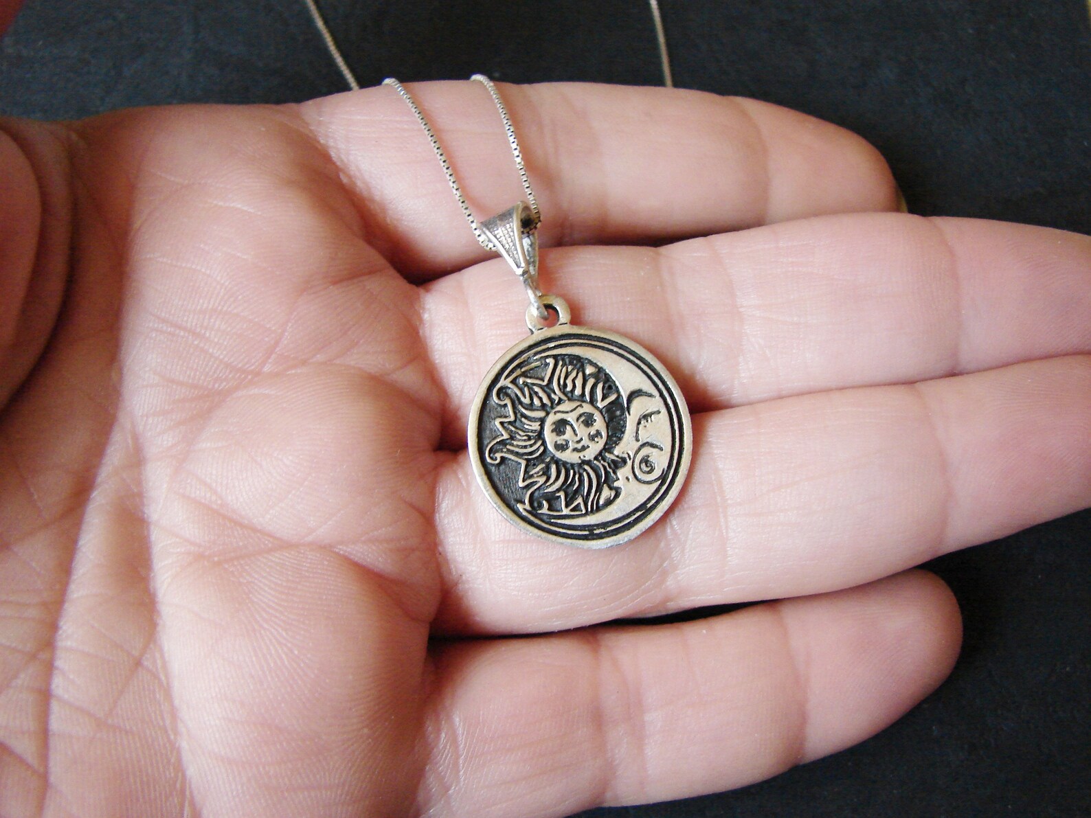 Sun and Moon Pendant Sterling Silver 925 Day / Night Pendant - Etsy