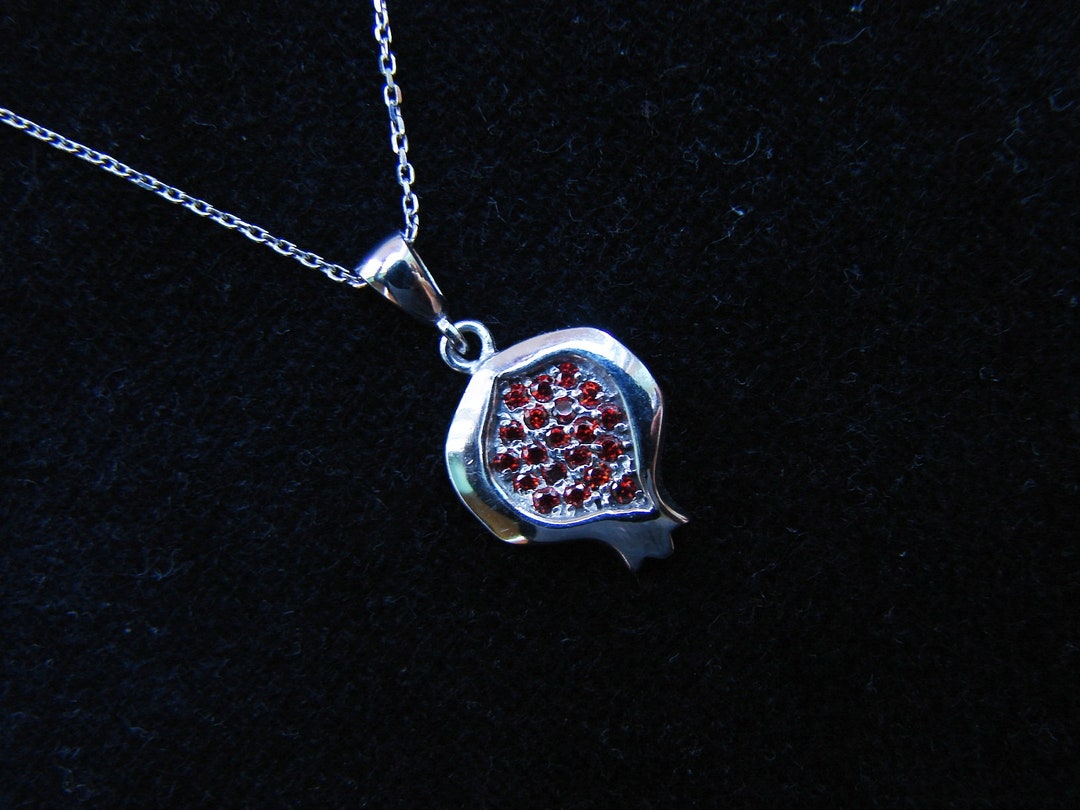 Pendant Pomegranate Sterling Silver 925 With Red Zircon Silver Chain as ...