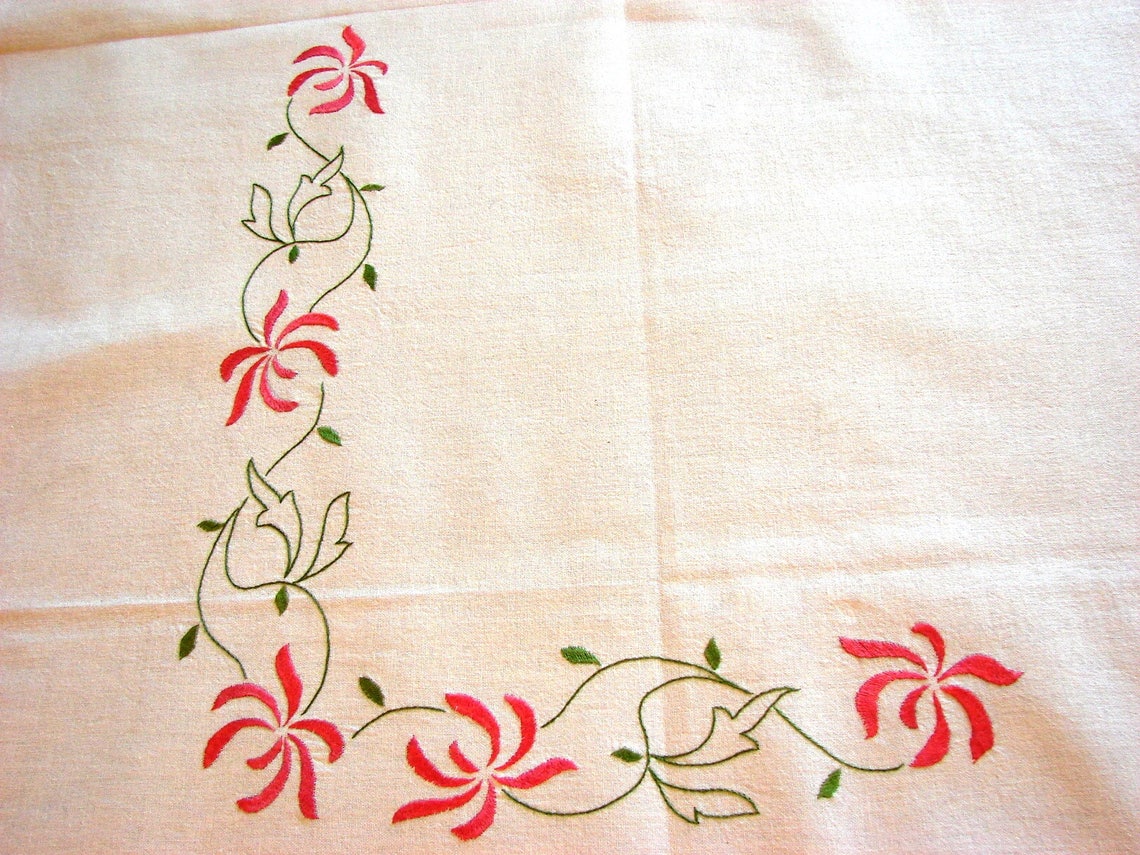 Handmade Embroidered Tablecloth White Cotton With Delicate - Etsy