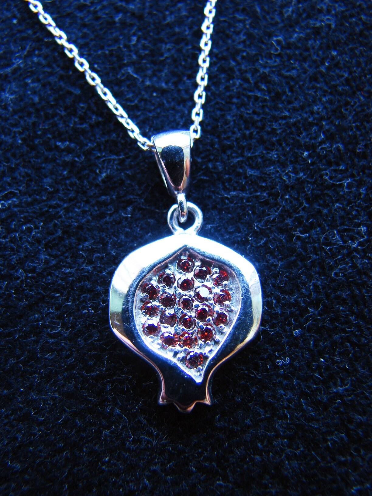 Pendant Pomegranate Sterling Silver 925 With Red Zircon Silver | Etsy