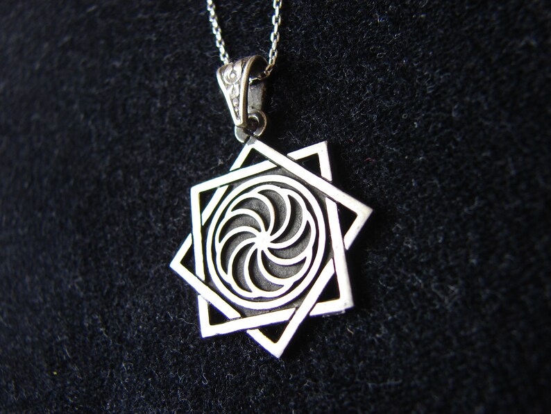 Pendant Eight Pointed Star and Wheel of Eternity Sterling - Etsy