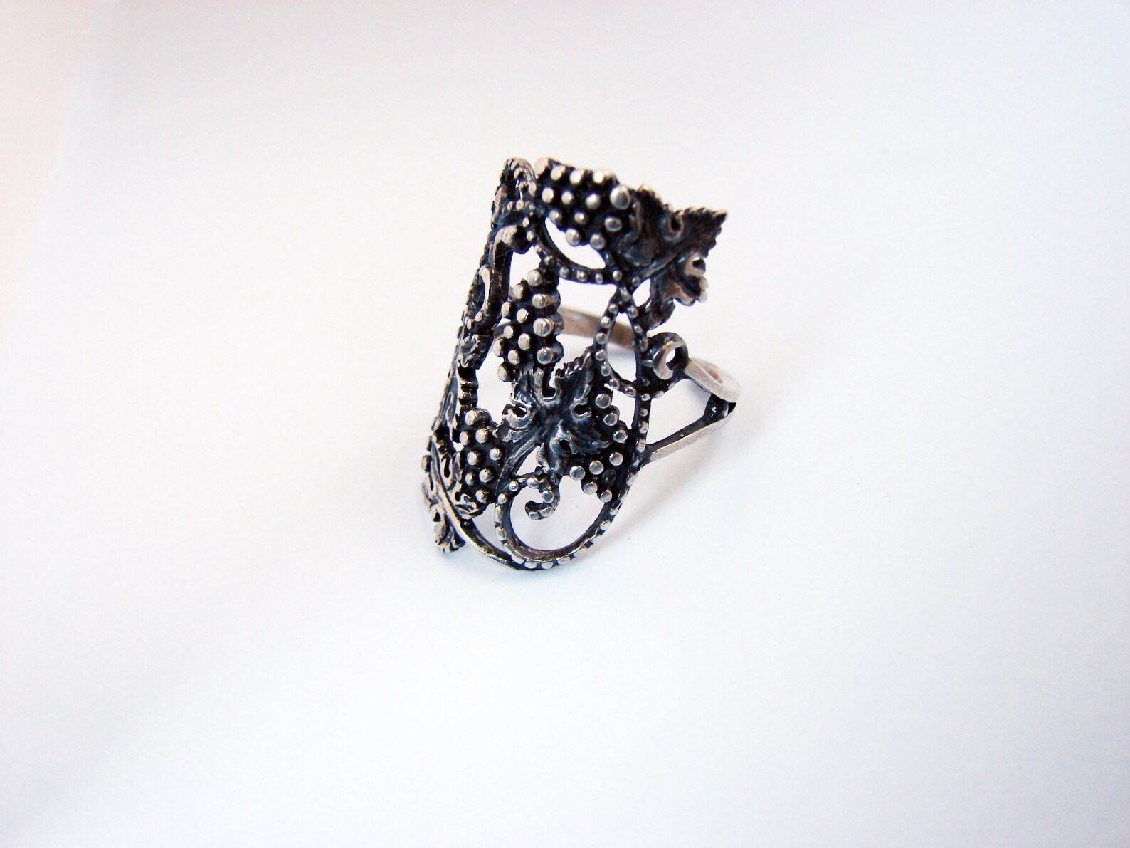 Wide Ring Grapes Bunch Sterling Silver 925 Antique Style | Etsy