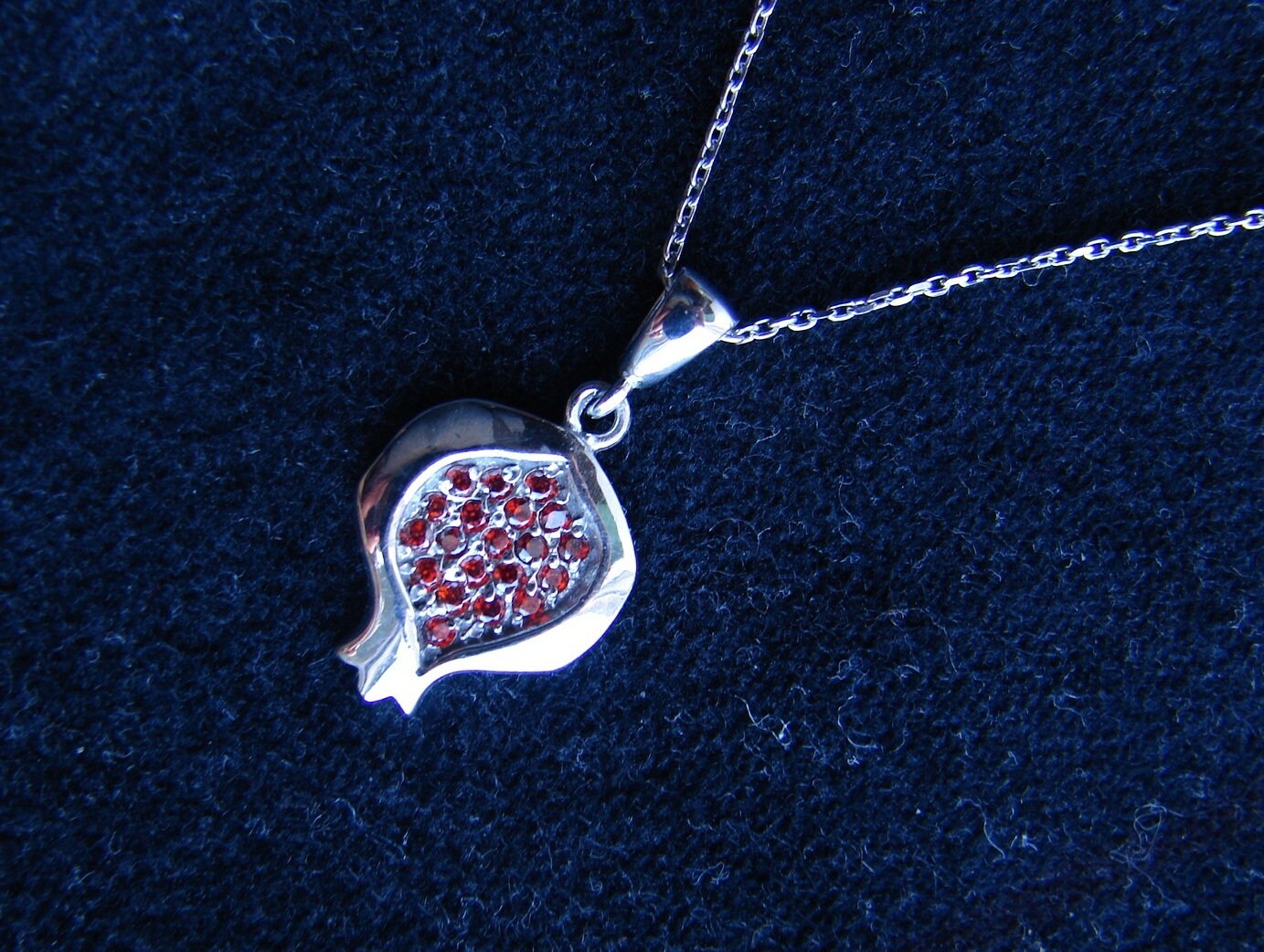 Pendant Pomegranate Sterling Silver 925 With Red Zircon Silver | Etsy