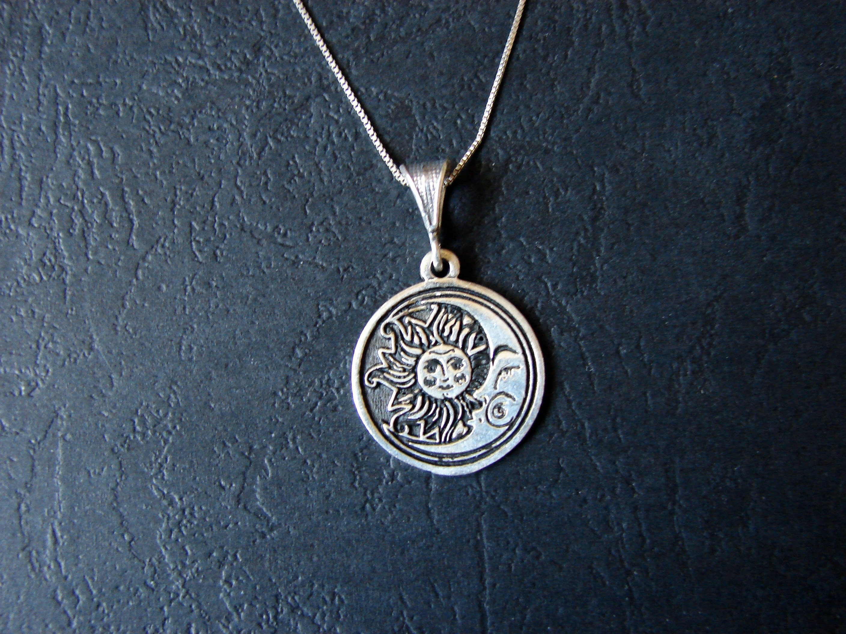 Sun and Moon Pendant Sterling Silver 925 Day / Night Pendant - Etsy