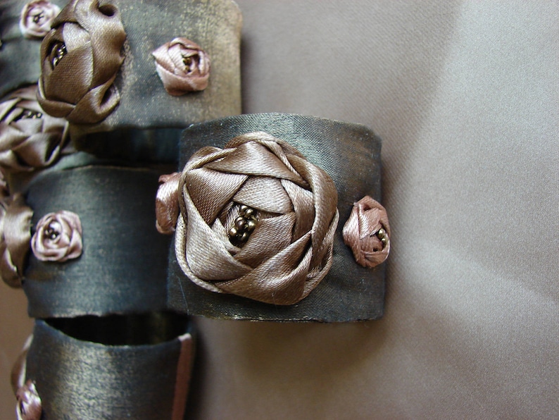 Handmade Napkin Rings Set of 6 in Brown Color with Silk ribbon | Etsy