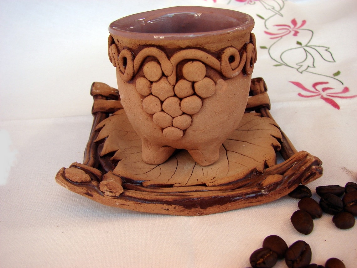 Ceramic Coffee Mug With Plate Espresso or Arabic Coffee Cup - Etsy