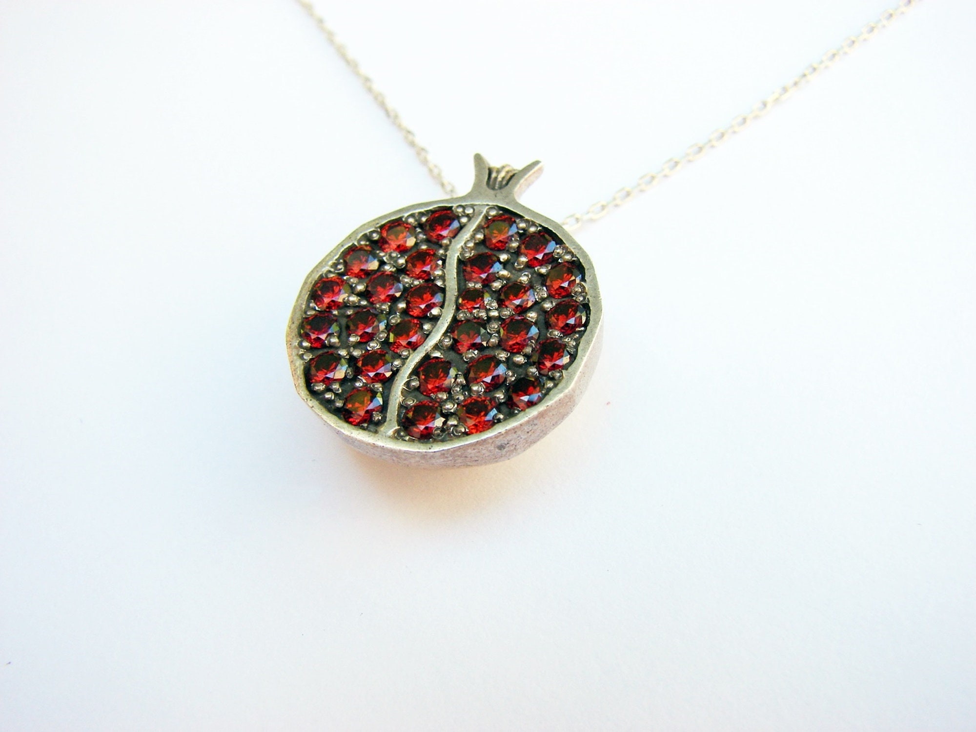 Juicy Pomegranate Pendant Sterling Silver 925 with Garnets | Etsy