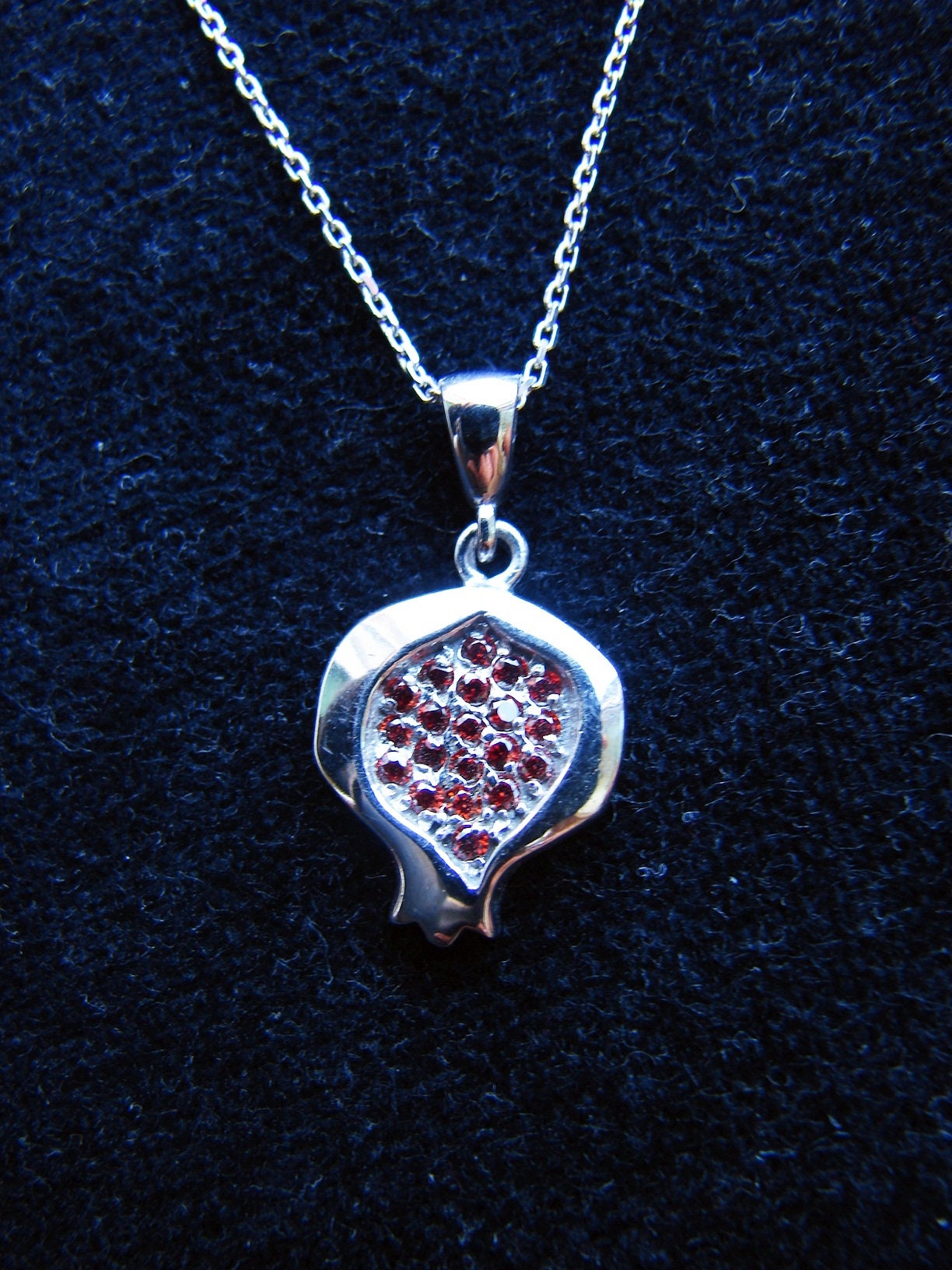 Pendant Pomegranate Sterling Silver 925 With Red Zircon Silver | Etsy