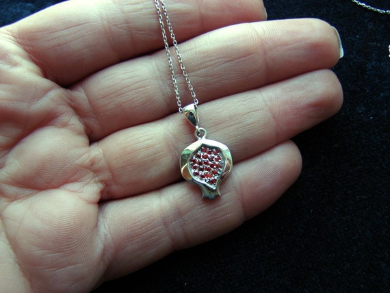 Pendant Pomegranate Sterling Silver 925 With Red Zircon Silver | Etsy